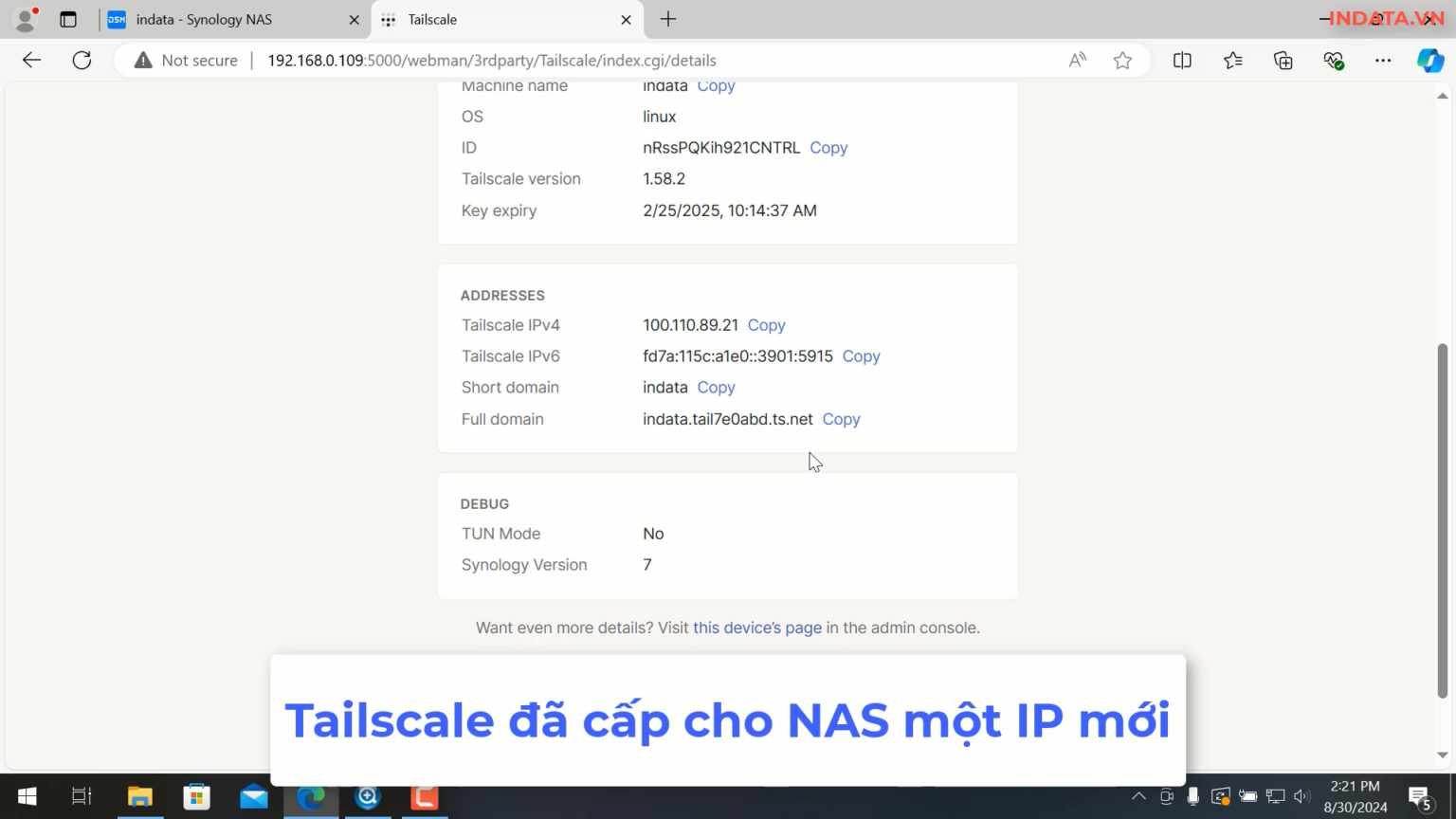Hướng dẫn cài đặt và sử dụng VPN thông qua Tailscale trên NAS Synology